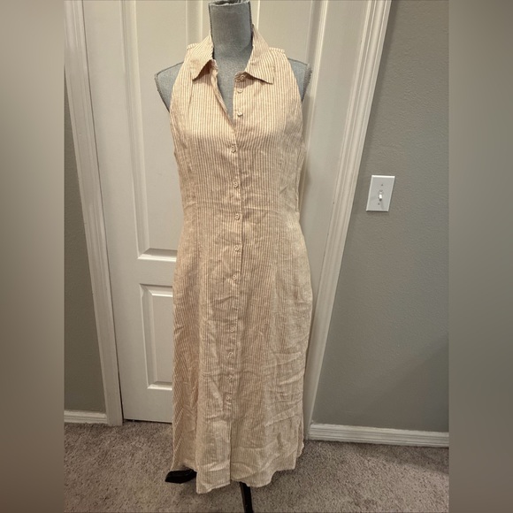 Magaschoni | Dresses | Magaschoni Ladies 0 Linen Button Down Striped ...